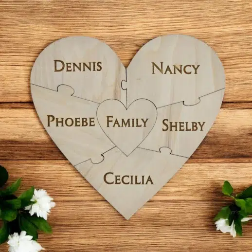 Family Puzzle | Family Unity Puzzle | 6 PC Small | Palmetto Engraving
