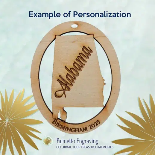 Alabama Ornament | Alabama Souvenir | Palmetto Engraving