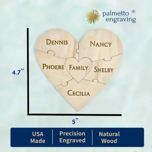 Family Puzzle | Family Unity Puzzle | 6 PC Small | Palmetto Engraving